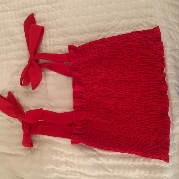 Amazon | Tops | Red Smocked Crop Top | Poshmark
